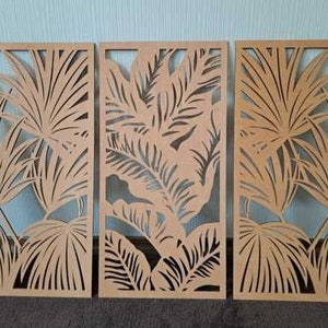 3D Tropical,large Wall Art Decor, Set of 3, Palm, Jungle,decorative ...