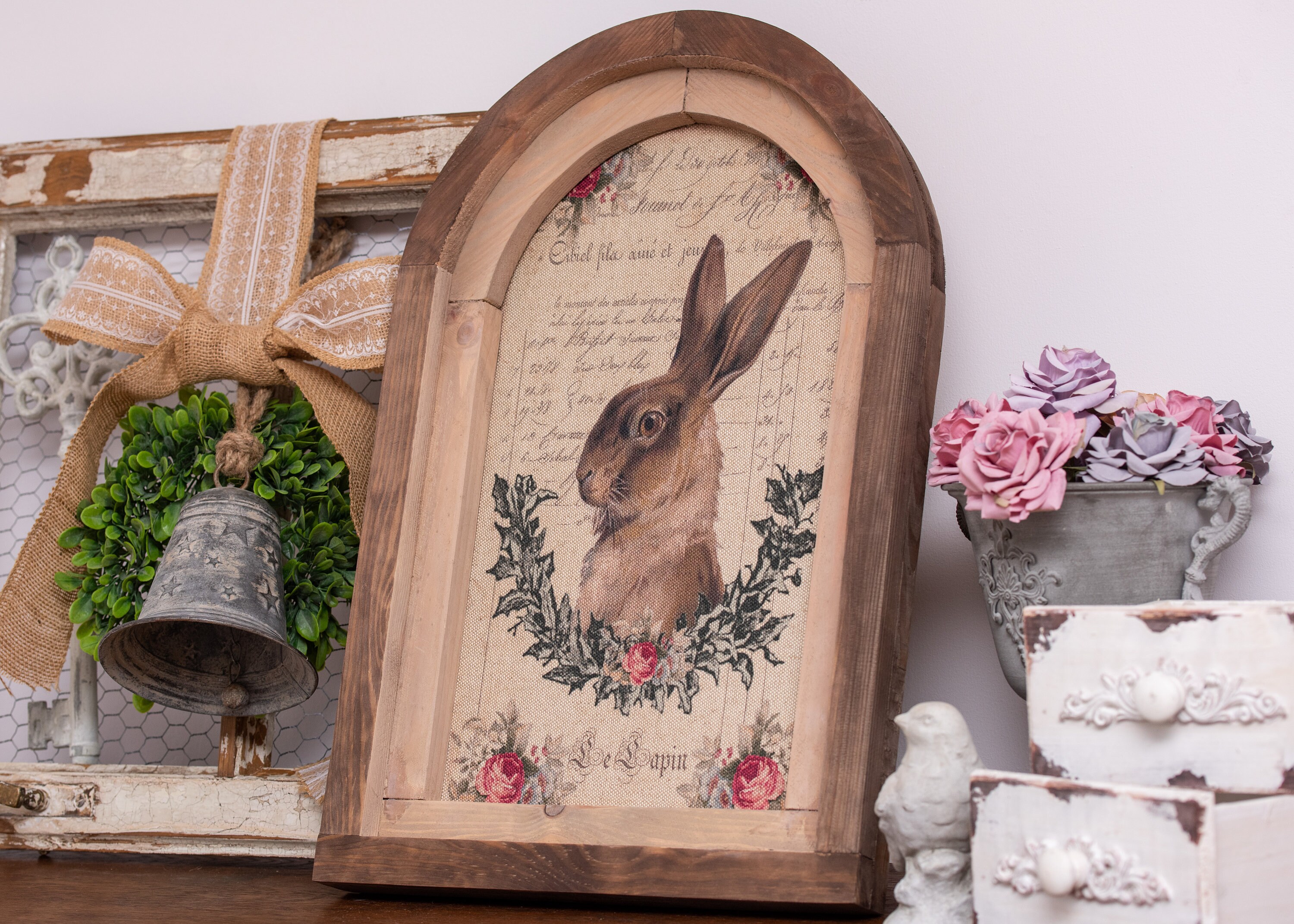 Farmhouse, Easter,rustic Wall Art Decor, BUNNY,RABBIT, Arched Window ...