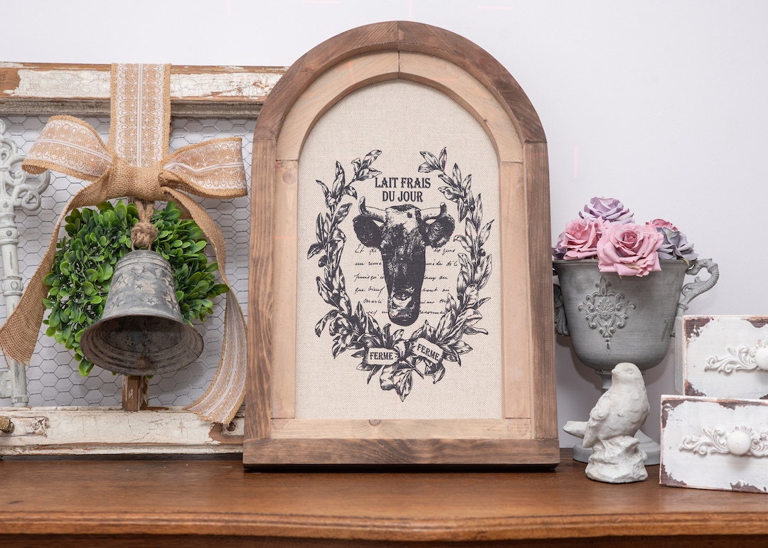 Kitchen Wall Art Decor, Cow, Farm Fresh Milk, Rustic,farmhouse Arched ...