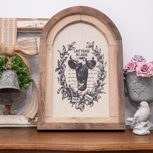 Kitchen Wall Art Decor, Cow, Farm Fresh Milk, Rustic,farmhouse Arched ...