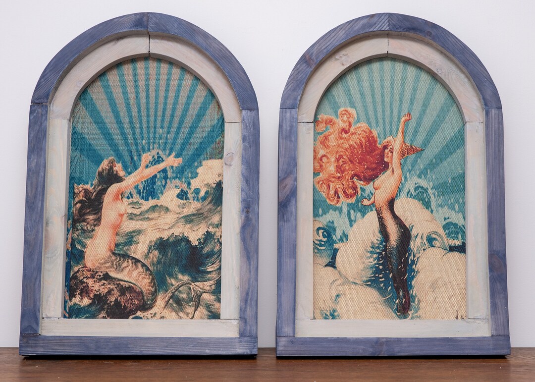 MERMAID SIREN Sea Wall Decor Nautical Coastal Artset of - Etsy