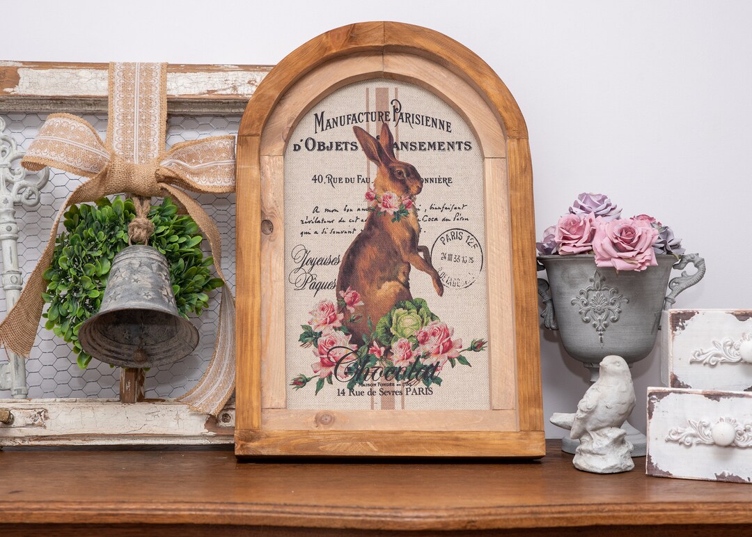 RABBIT, BUNNY, EASTER Decor, French Vintage Chic, Shabby Chic ...