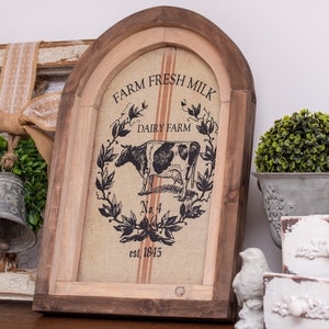 Farm Fresh Milk, Cow, Rustic ,kitchen Wall Art Decor, Farmhouse Arched ...