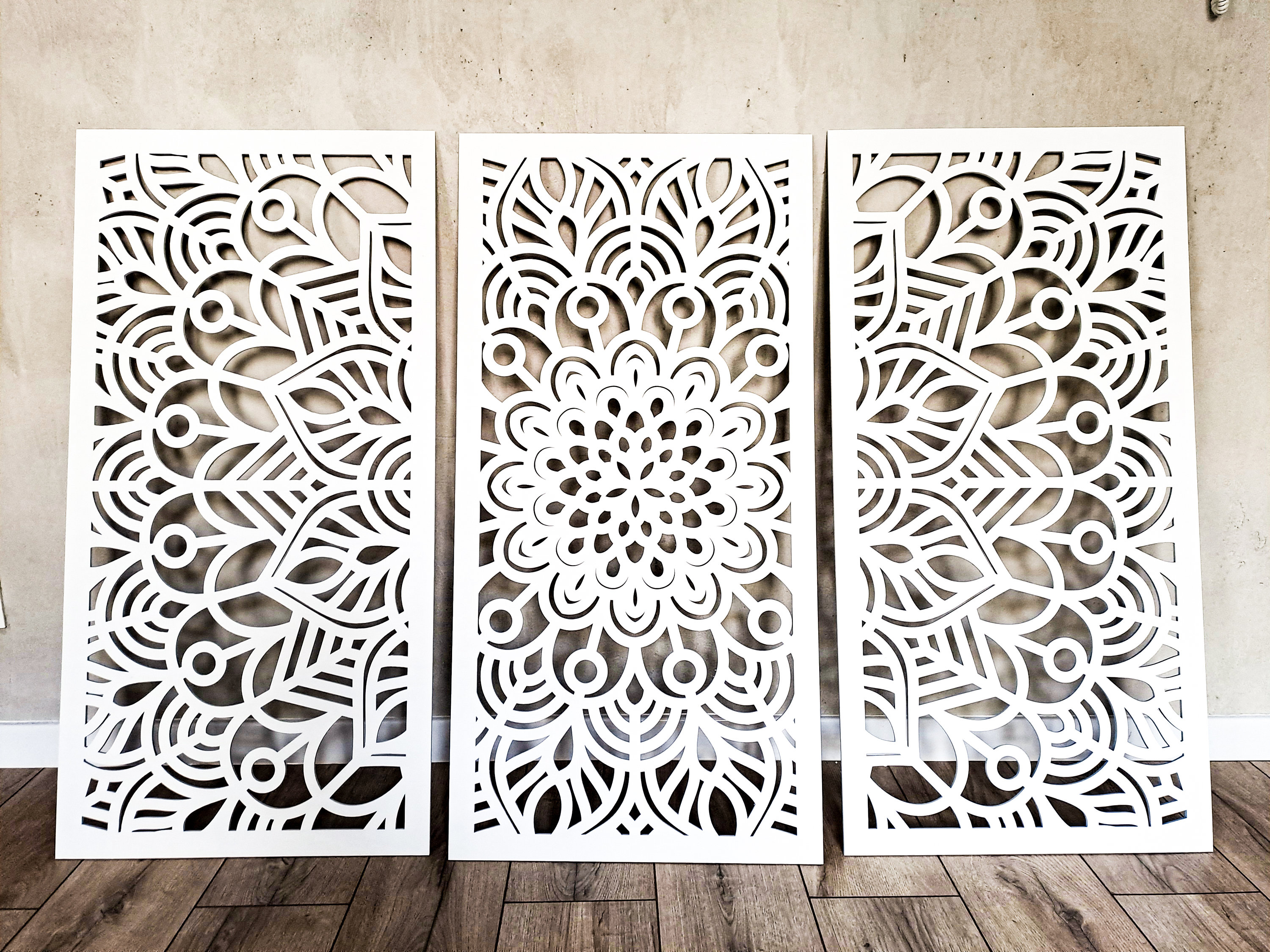 3D MANDALA Boho, Wall Art Decor, Set of 3, Wooden, Large Modern Decor ...