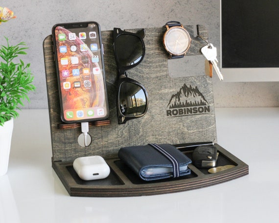 Wooden Docking Station L Desk Organizer L New Job Gift L - Etsy