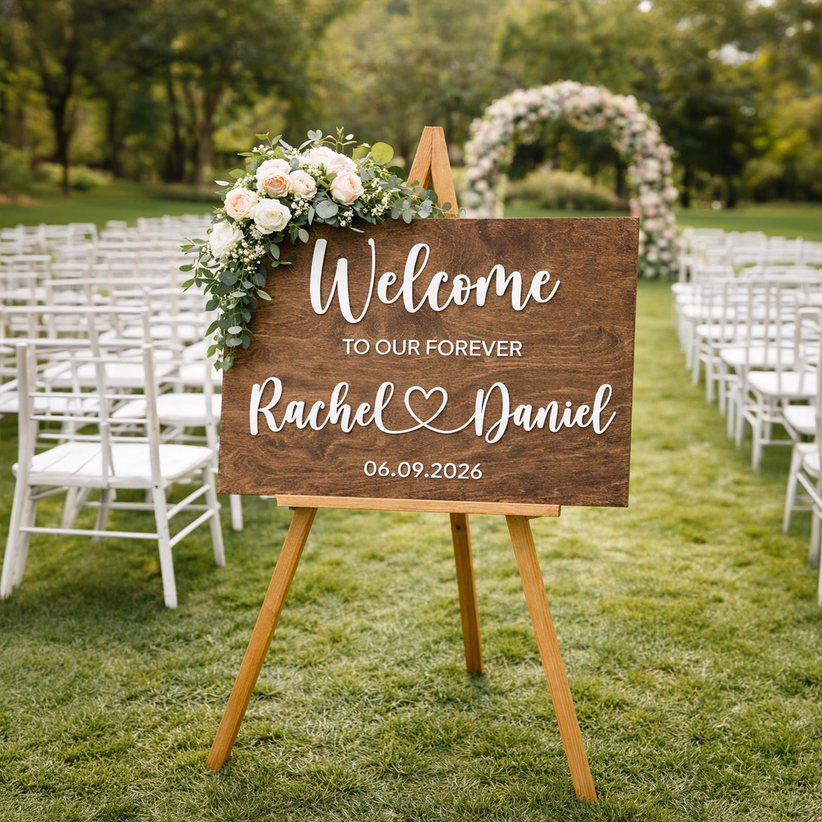 Personalized Rustic Wooden Wedding Welcome Sign, 3D Raised Lettering ...