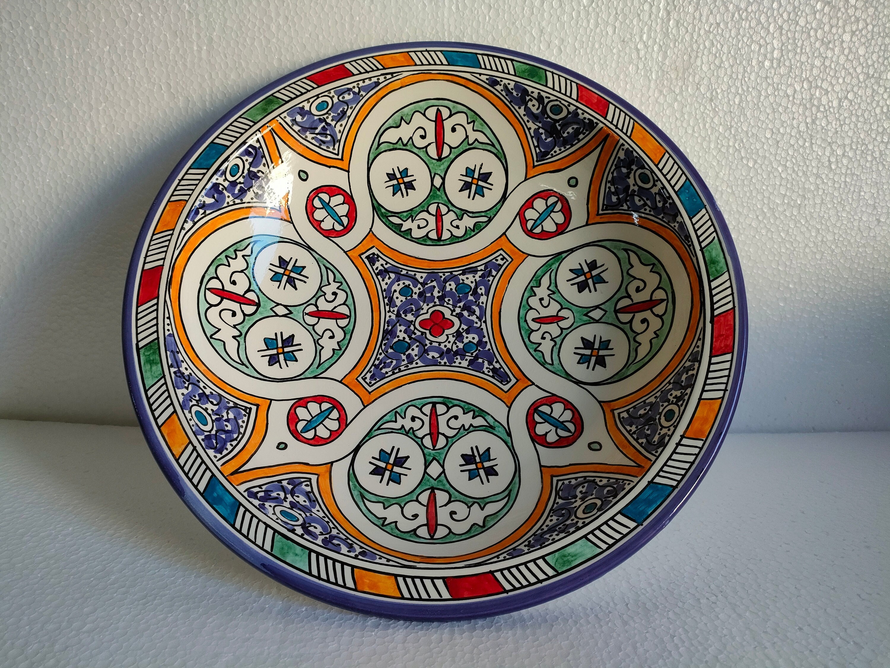 Hand Painted Moroccan Ceramic Plate Painted Designs-perfect Ceramic ...