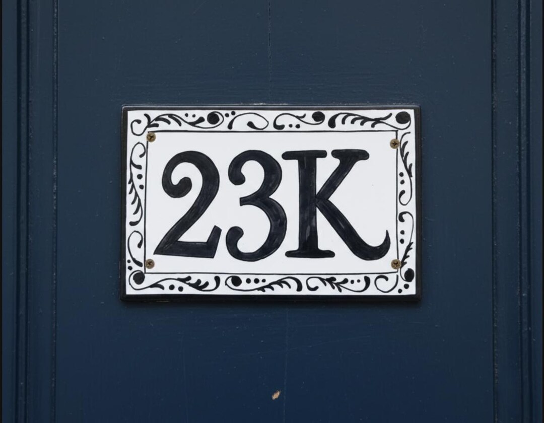 Handmade Moroccan Ceramic House Number Sign – Black and White Address ...