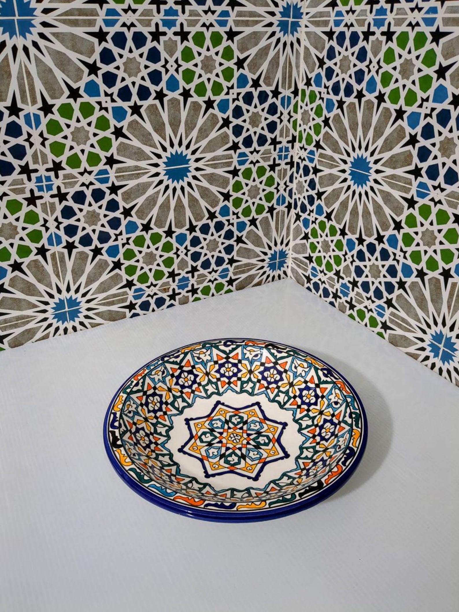 Moroccan Plate-moroccan Ceramic Plate-handmade Pottery-geometric Design ...