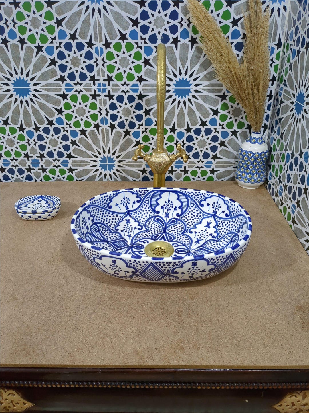 Blue Ceramic Sink-moroccan Sink-unique Bathroom Decor-vanity Wash Basin ...