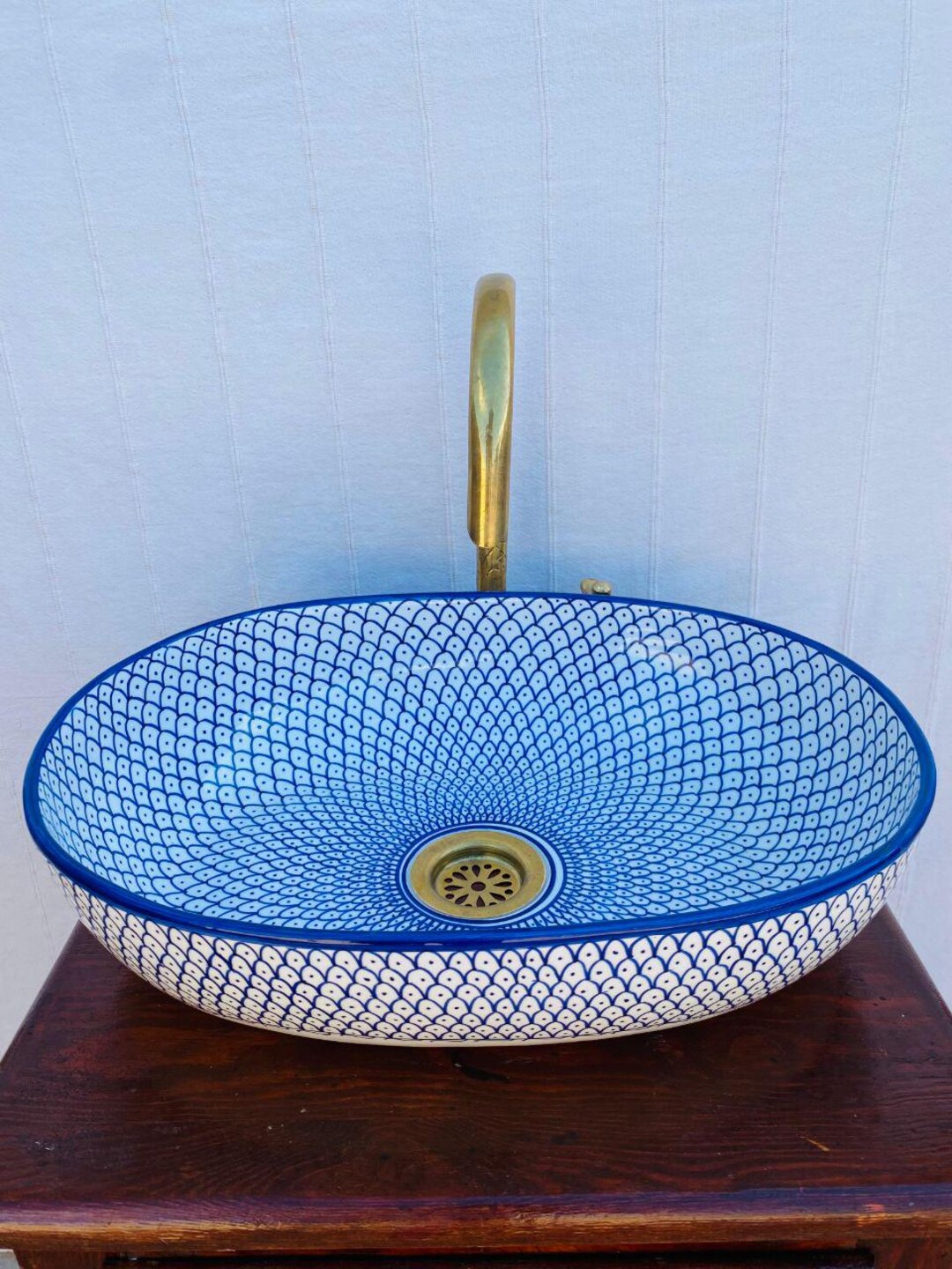 Handcrafted Blue Ceramic Sink-moroccan Sink-elegant Bathroom Vessel ...