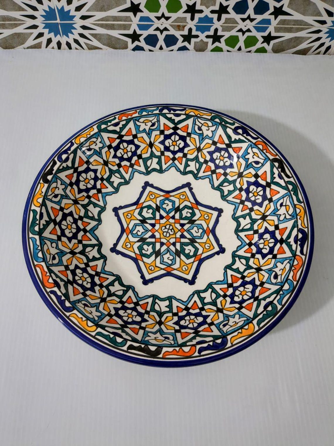 Moroccan Plate-moroccan Ceramic Plate-handmade Pottery-geometric Design ...