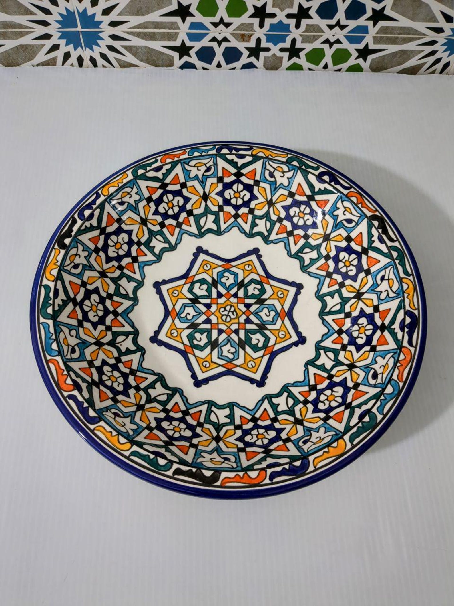 Moroccan Plate-moroccan Ceramic Plate-handmade Pottery-geometric Design ...