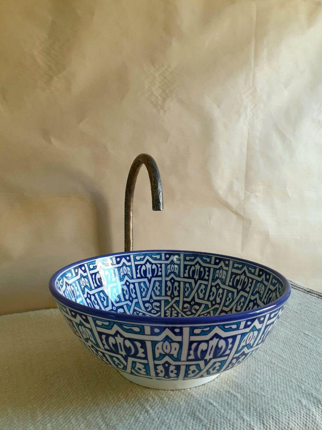 Ceramic Sinks for Bathroom,blue Pattern Vessel Sink,moroccan Design ...