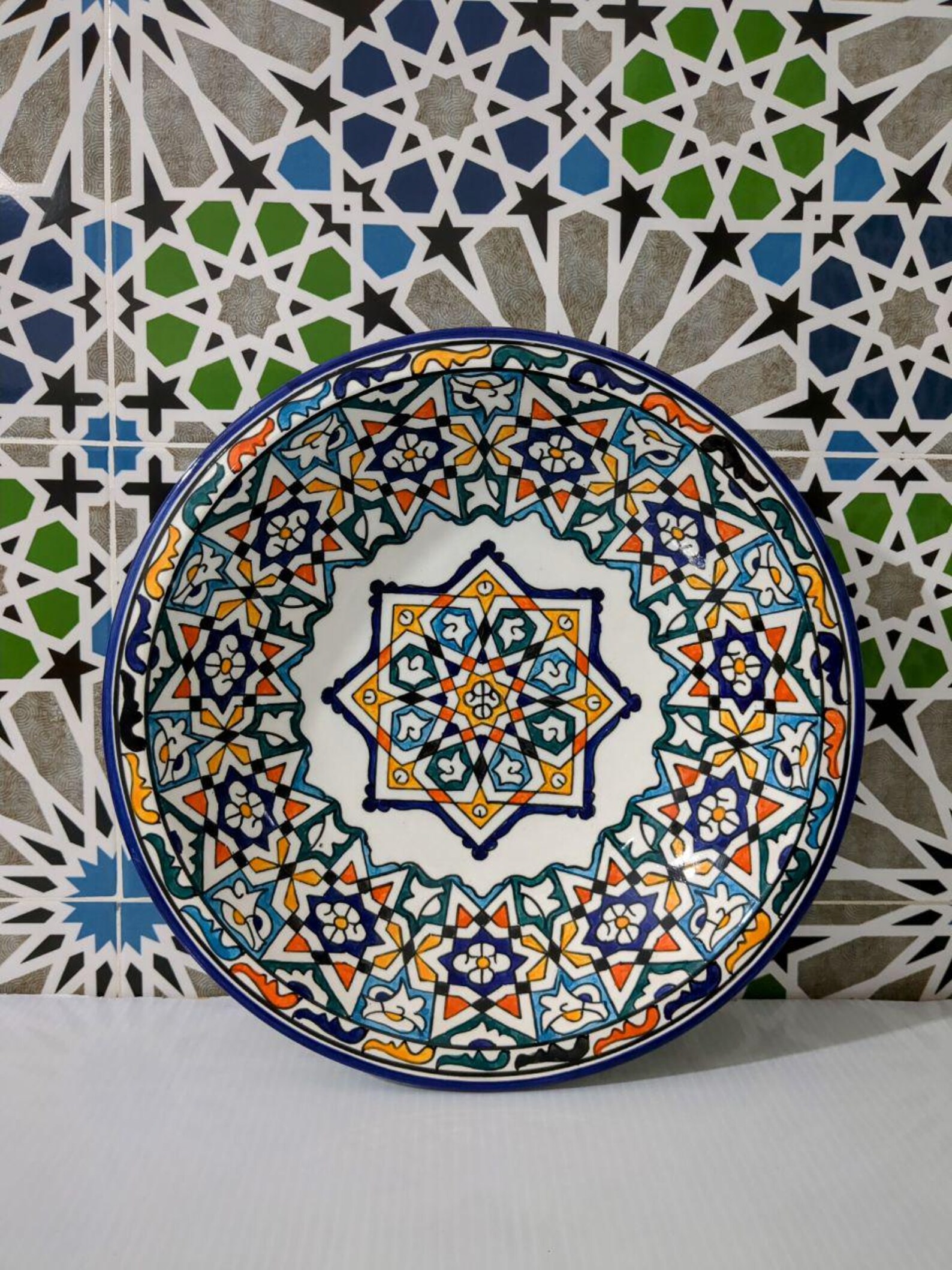 Moroccan Plate-moroccan Ceramic Plate-handmade Pottery-geometric Design ...