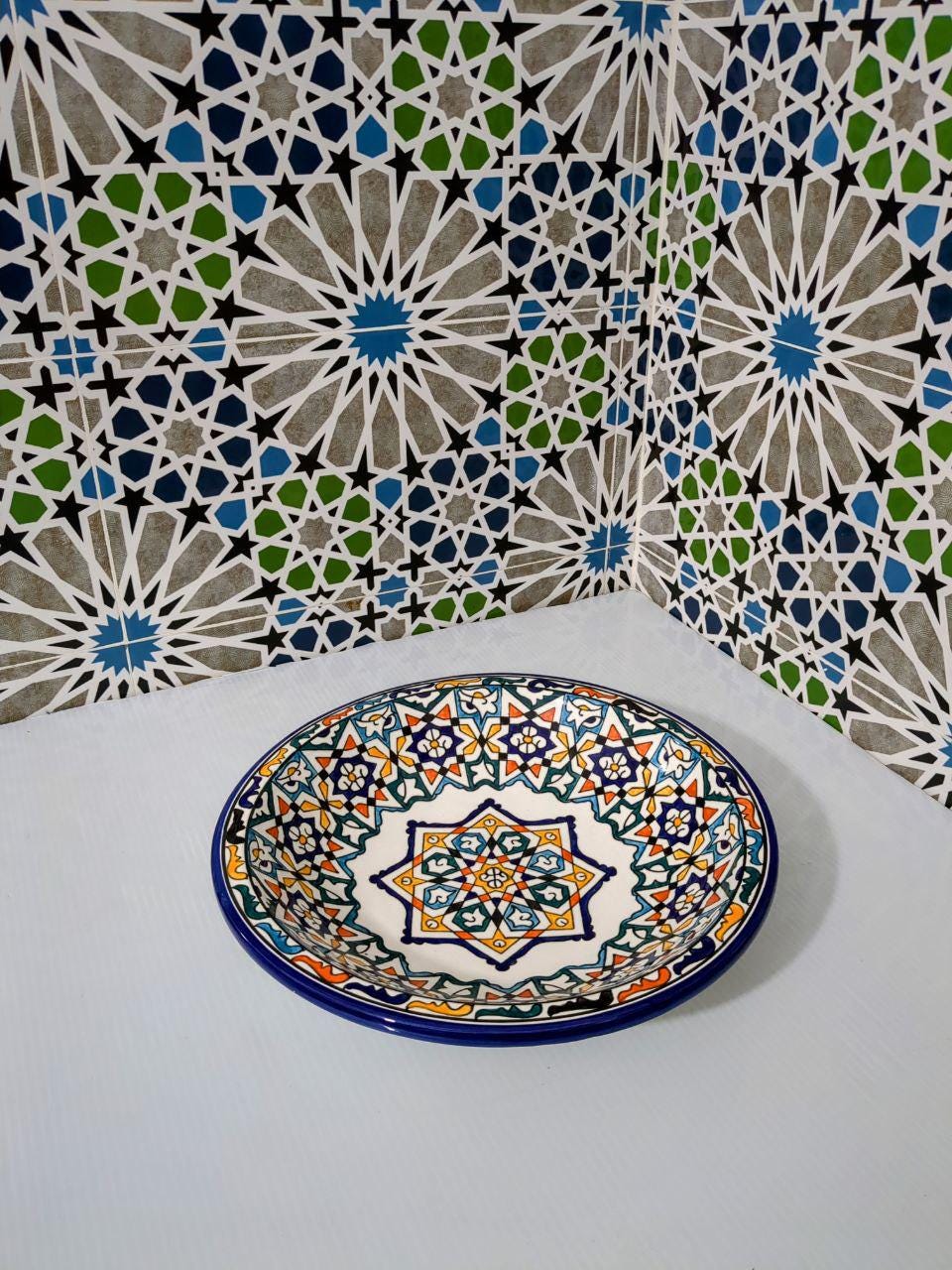 Moroccan Plate-moroccan Ceramic Plate-handmade Pottery-geometric Design ...