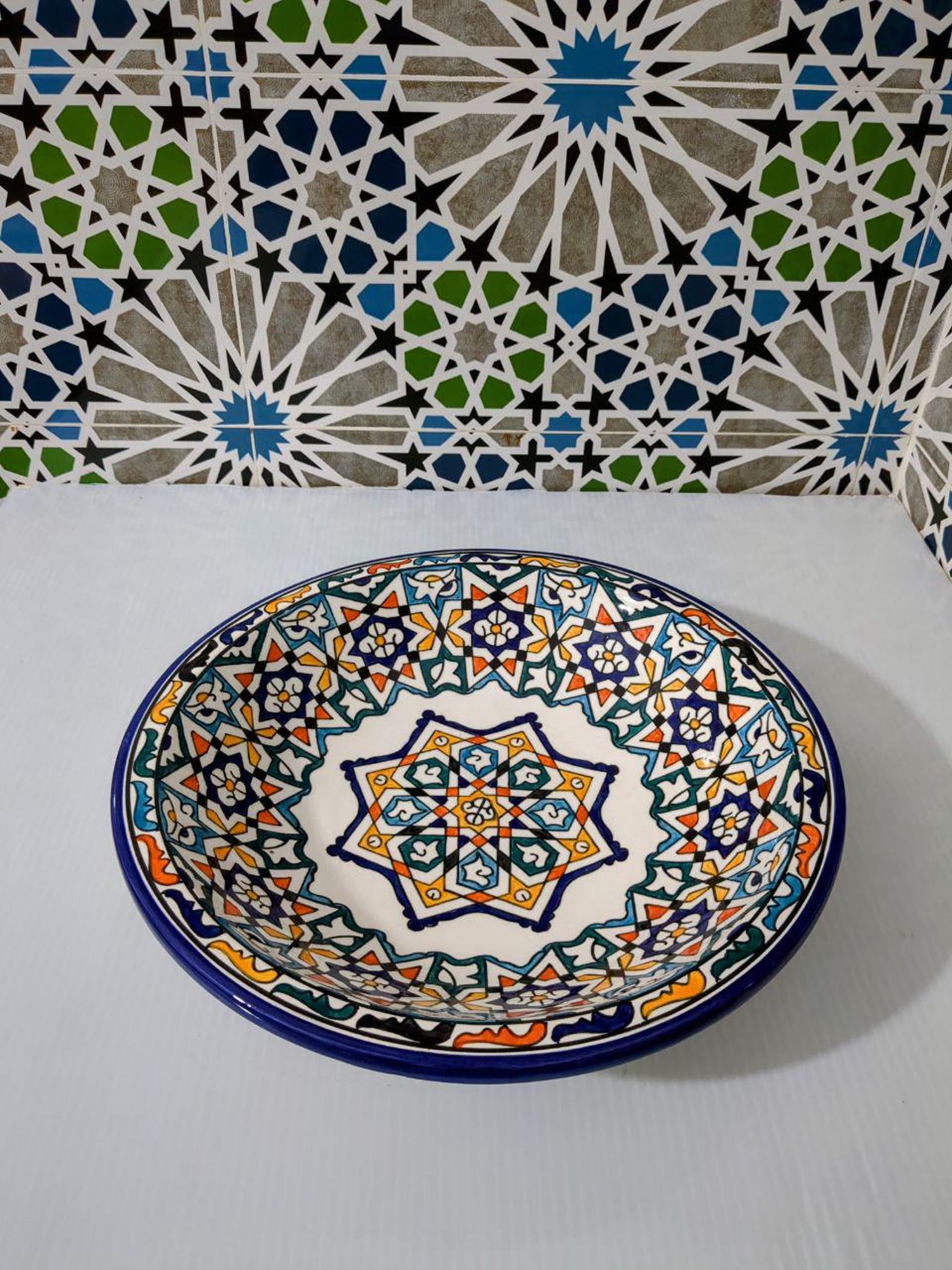 Moroccan Plate-moroccan Ceramic Plate-handmade Pottery-geometric Design ...