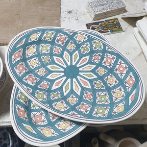 Hand-painted Moroccan Ceramic Oval Plates-colorful Traditional Serving ...