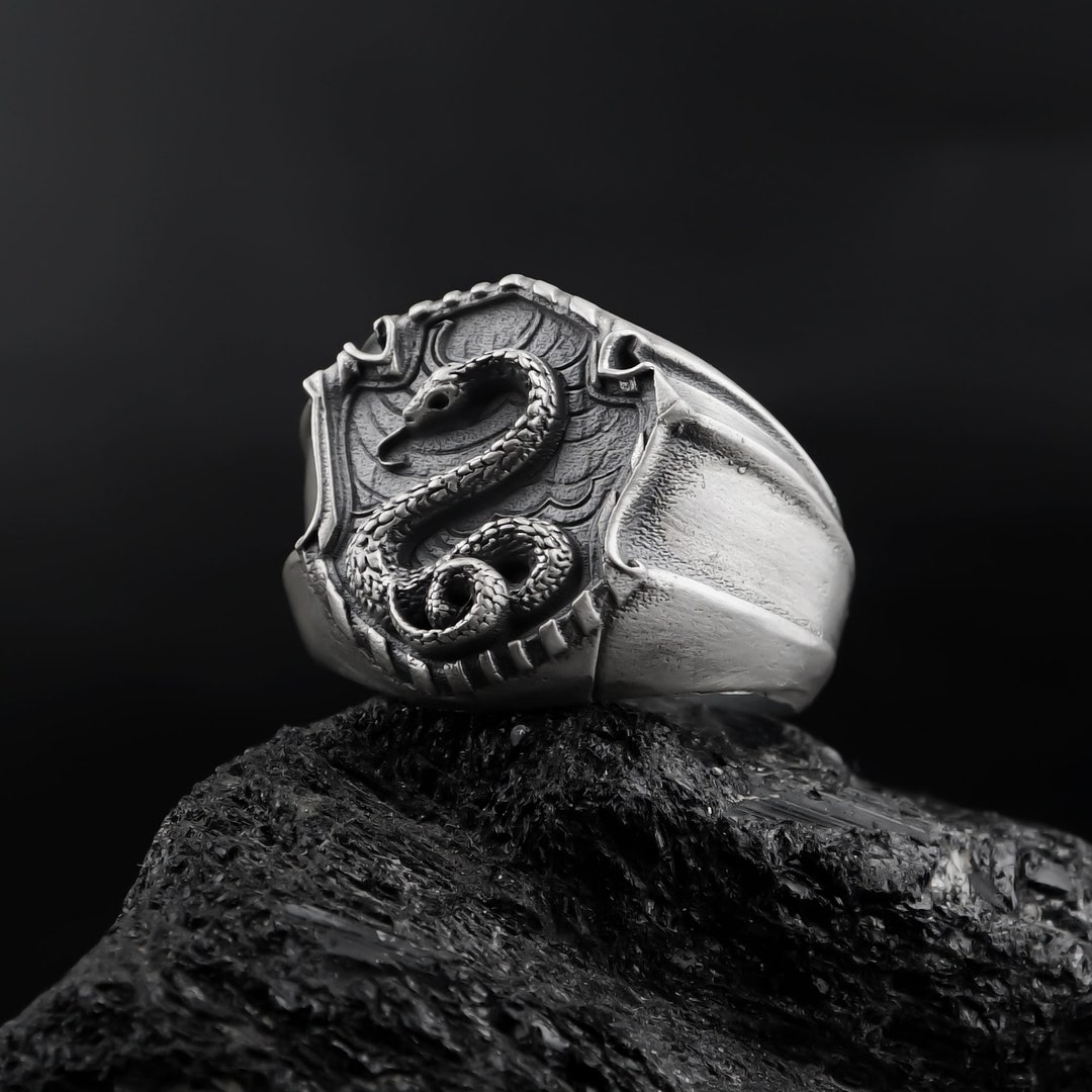 Slytherin Ring Sterling Silver, Draco Malfoy Ring, Dracos Snake Ring, Harry Potter Snake Ring ...