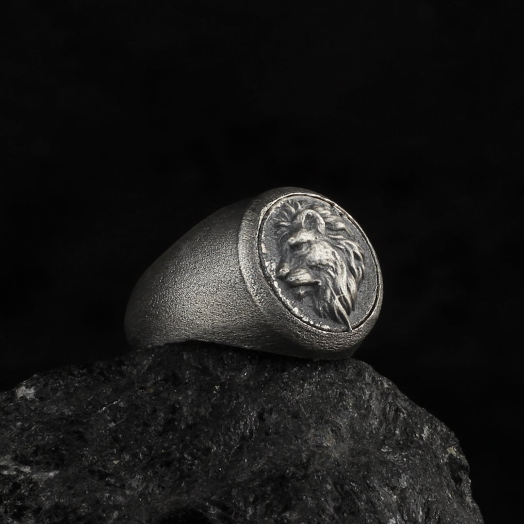 Lion Pinky Ring Sterling Silver Lion Ring Maned Lion Ring - Etsy