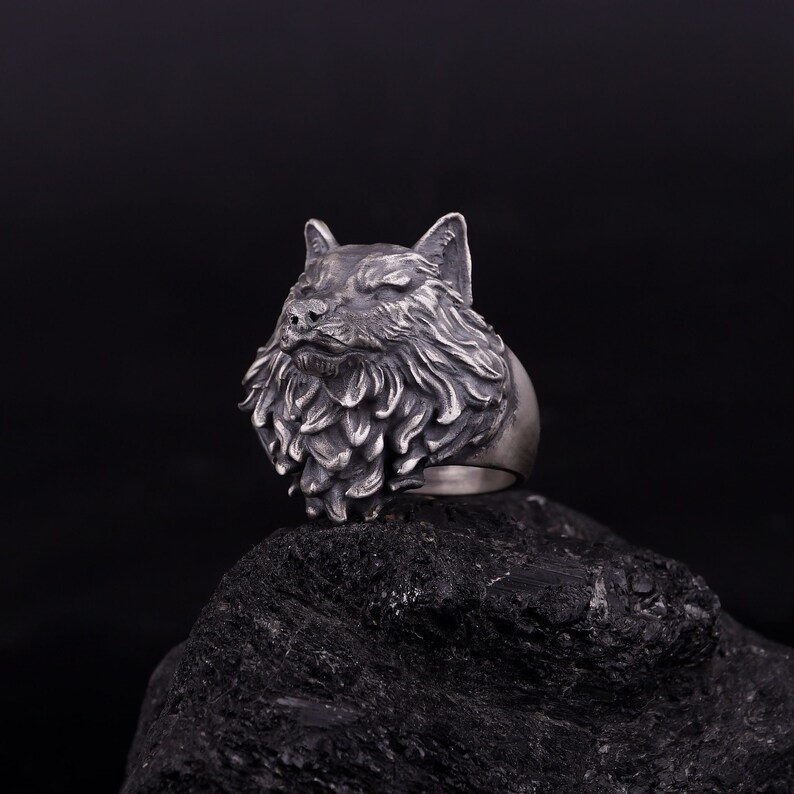 Wolf Silver Ring Sterling Silver Wolf Ring Wolves Chief - Etsy