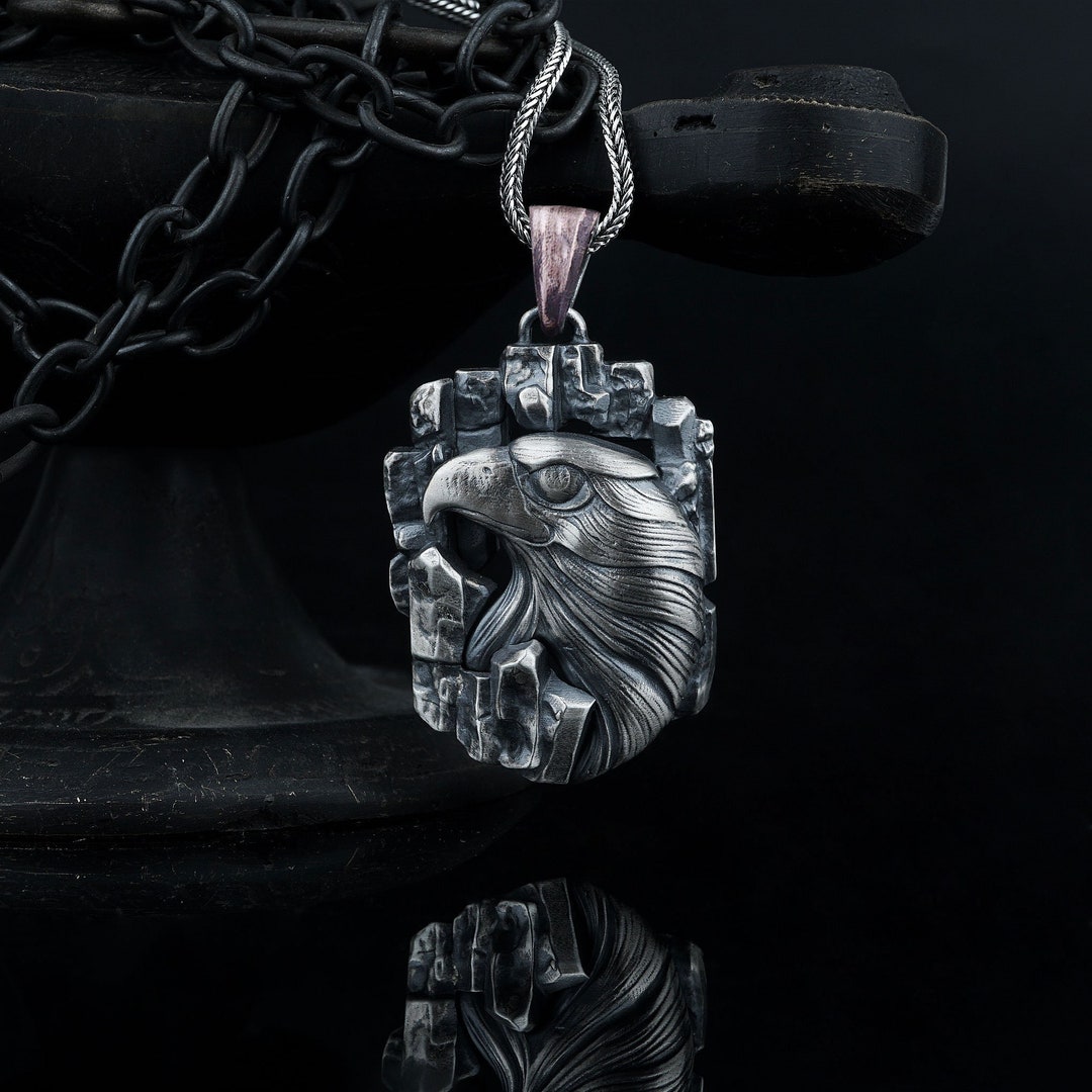 Eagle Eye Necklace, Falcon Pendant 925k Silver, Silver Aquila Locket ...
