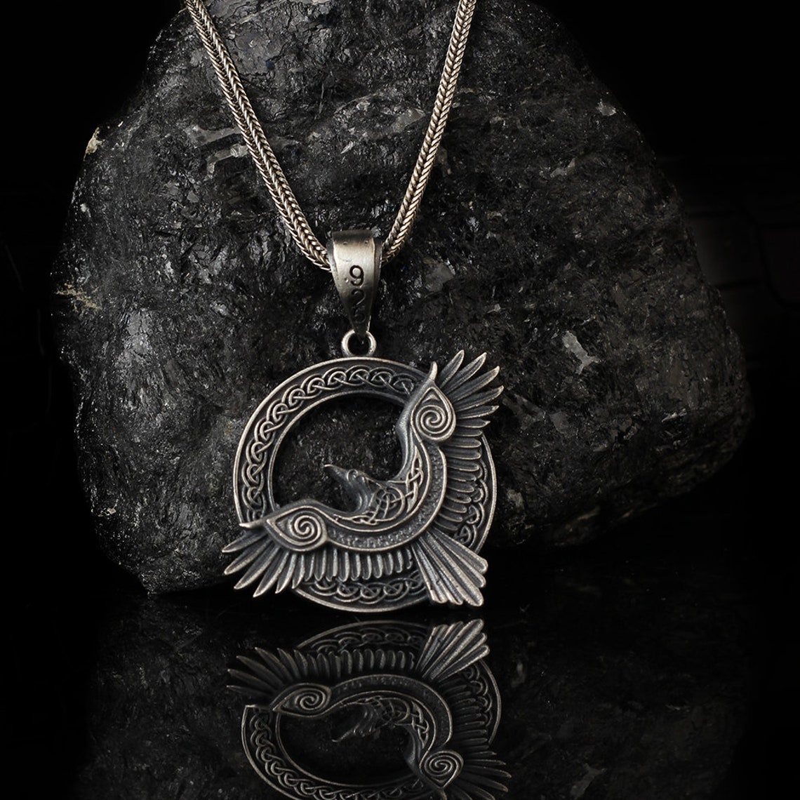 Celtic Raven Pendant Sterling Silver Handmade Celtic Knot - Etsy
