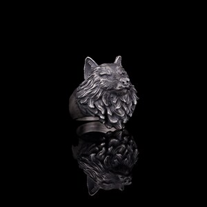 Wolf Silver Ring, Sterling Silver Wolf Ring, Wolves Chief Ring, Black ...