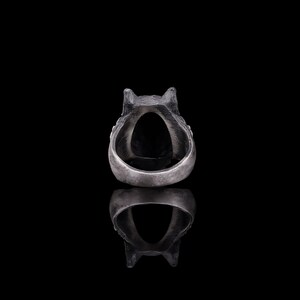 Wolf Silver Ring, Sterling Silver Wolf Ring, Wolves Chief Ring, Black ...