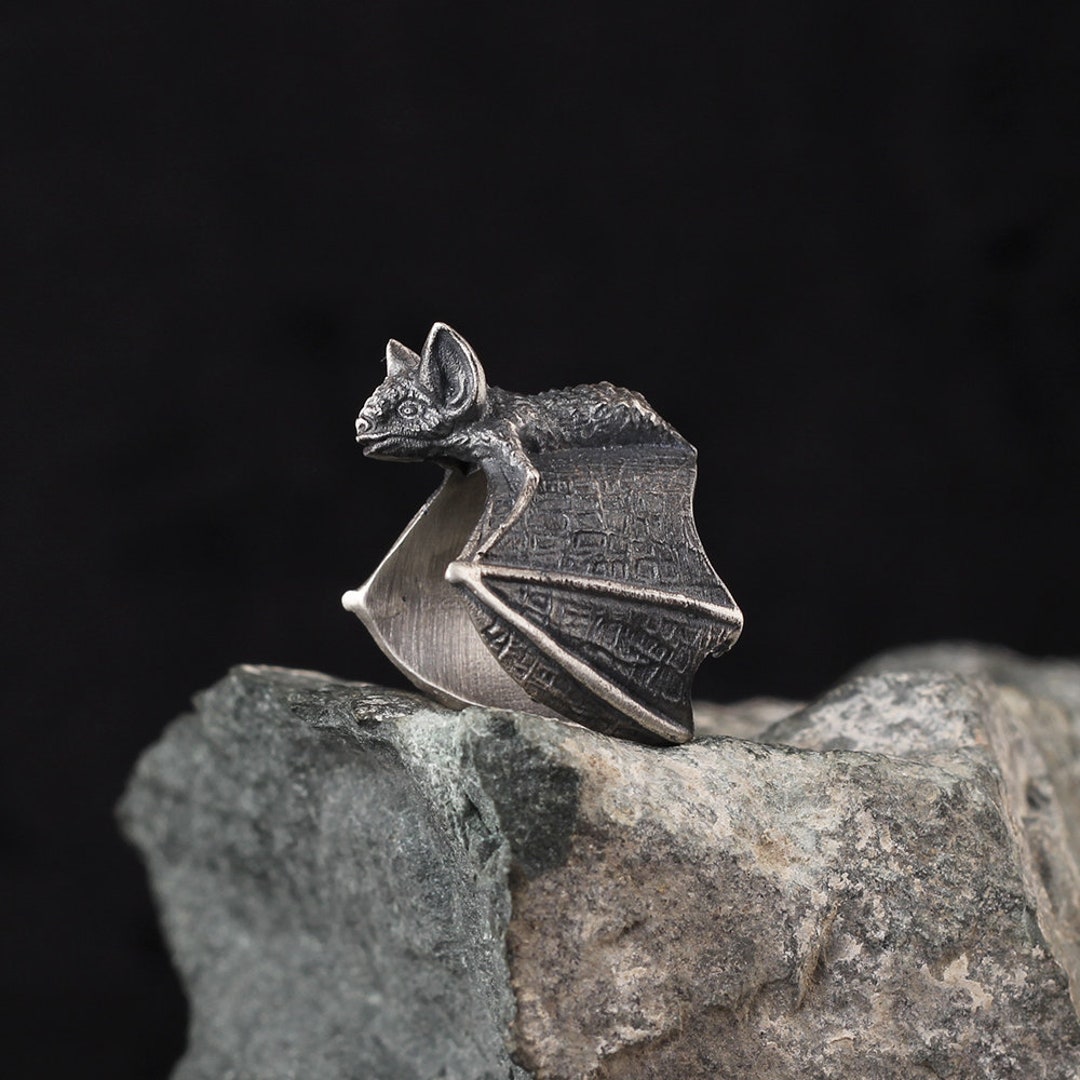 Silver Bat Ring Black Bat Ring Winged Bat Ring Flying Bat - Etsy