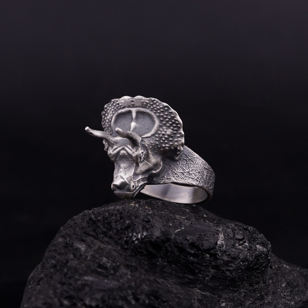 Triceratops Ring Dinosaur Ring Sterling Silver Torosaurus - Etsy