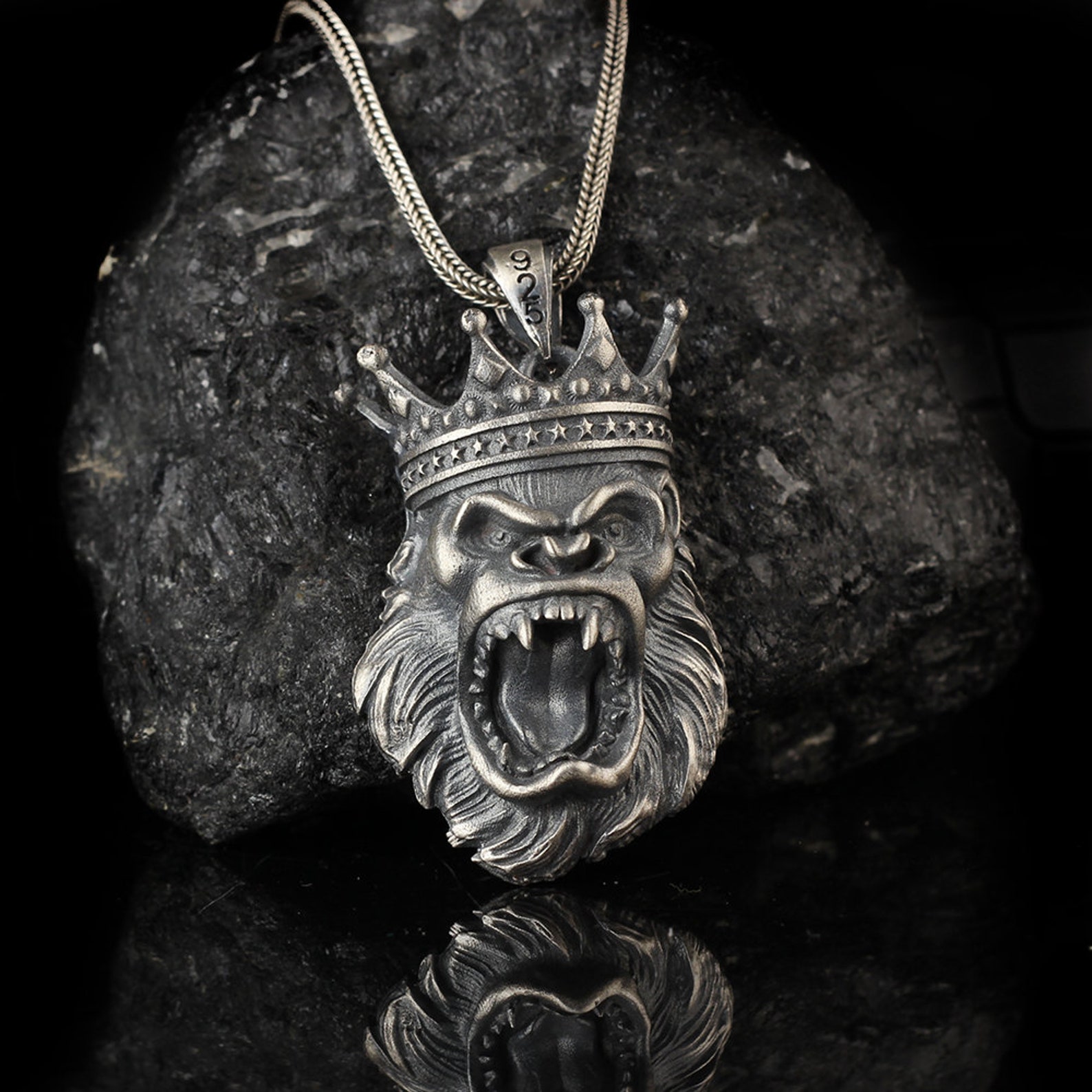 Gorilla Necklace Sterling Silver King Kong Necklace Gorilla - Etsy