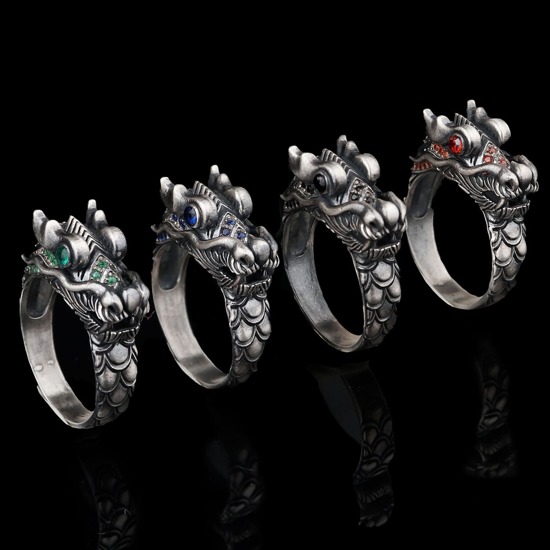 Unisex Dragon Ring Silver Dragon Head Ring Chinese Dragon - Etsy