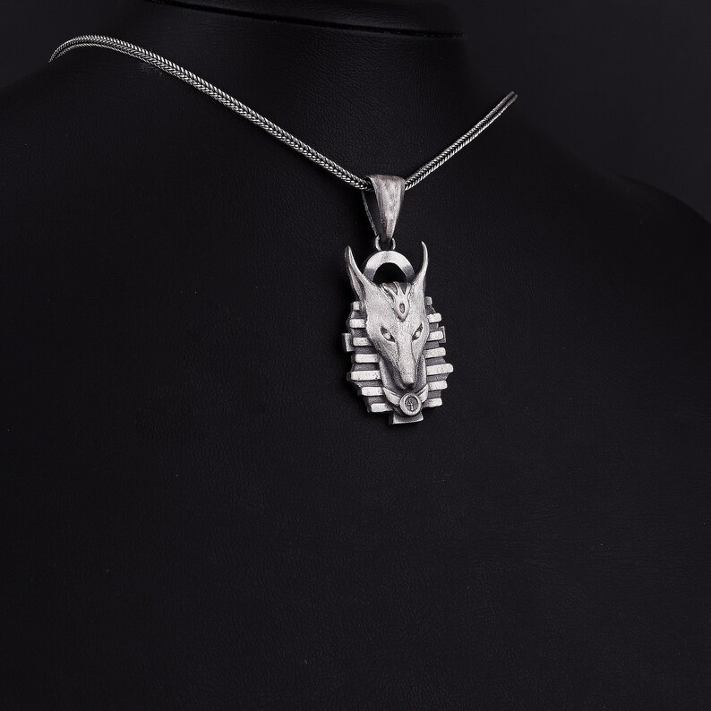 Anubis Necklace Sterling Silver Egyptian God of Death Chain - Etsy