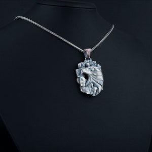 Eagle Eye Necklace, Falcon Pendant 925k Silver, Silver Aquila Locket ...