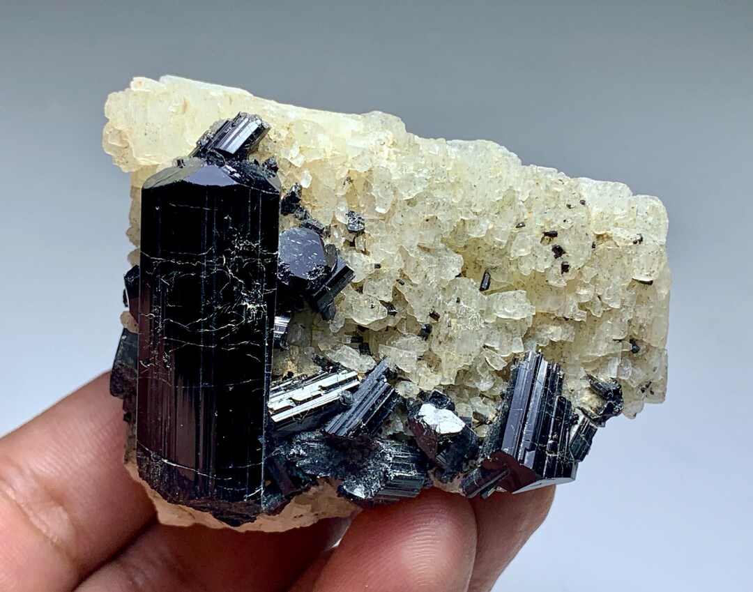 Black Tourmaline With Quartz on Microline Feldspar Specimen - Etsy