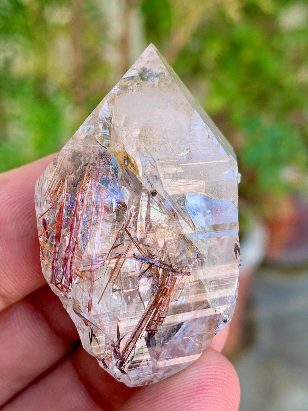 31 GM Bunch of Rare Red Rutile on Lustrous Quartz Crystal Specimen From ...