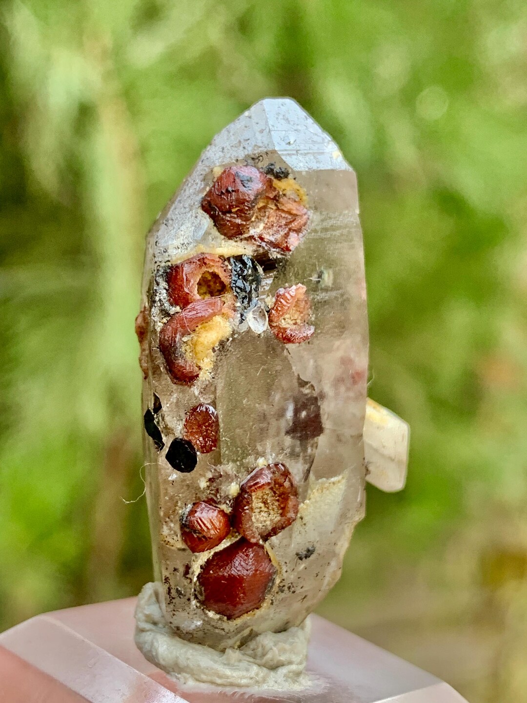 11 GM Beautiful Combination of Red Almandine Garnet Bunch on Quartz ...