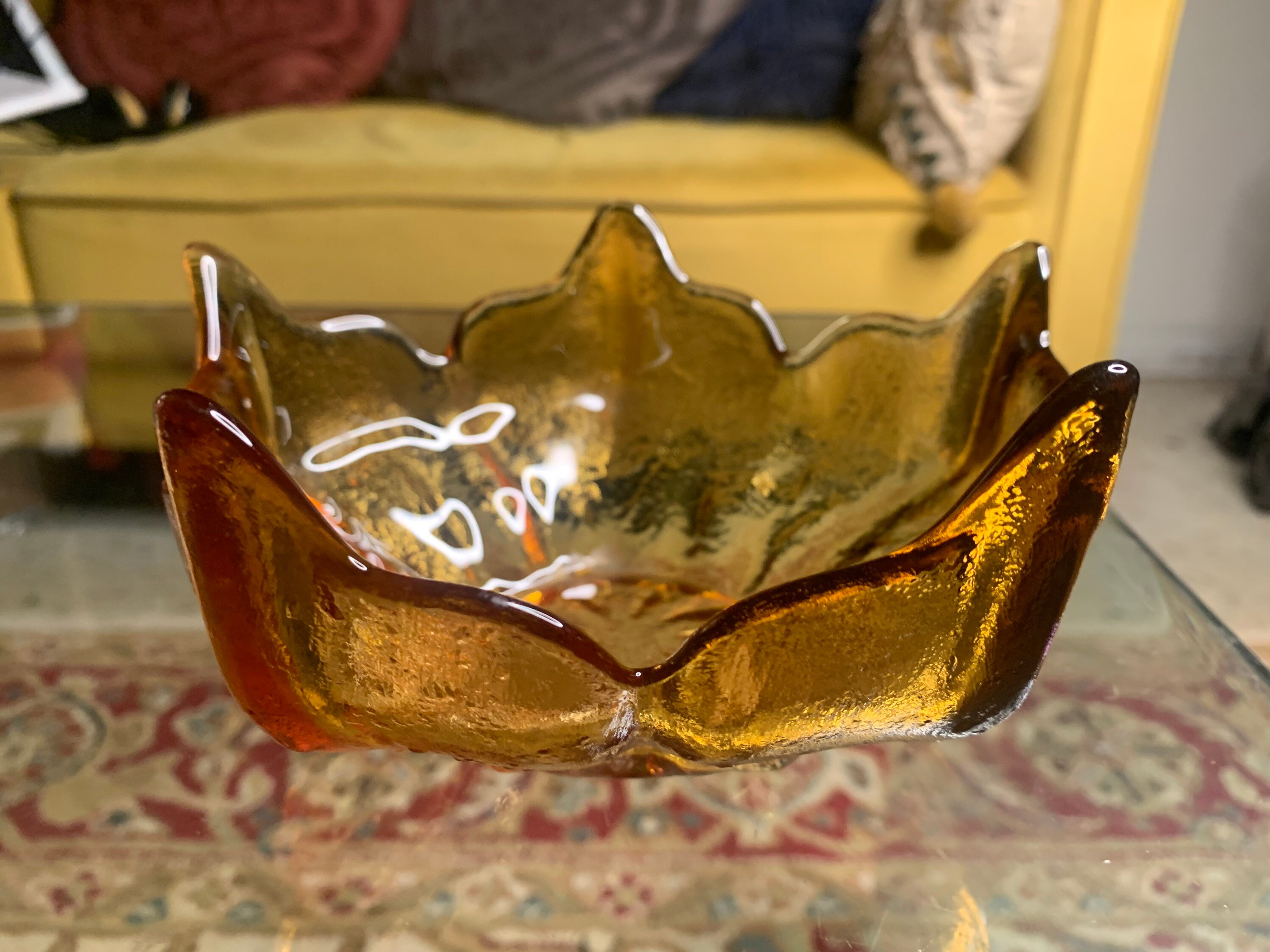 Viking Glass Amber Nut Candy Bowl Dish - Etsy
