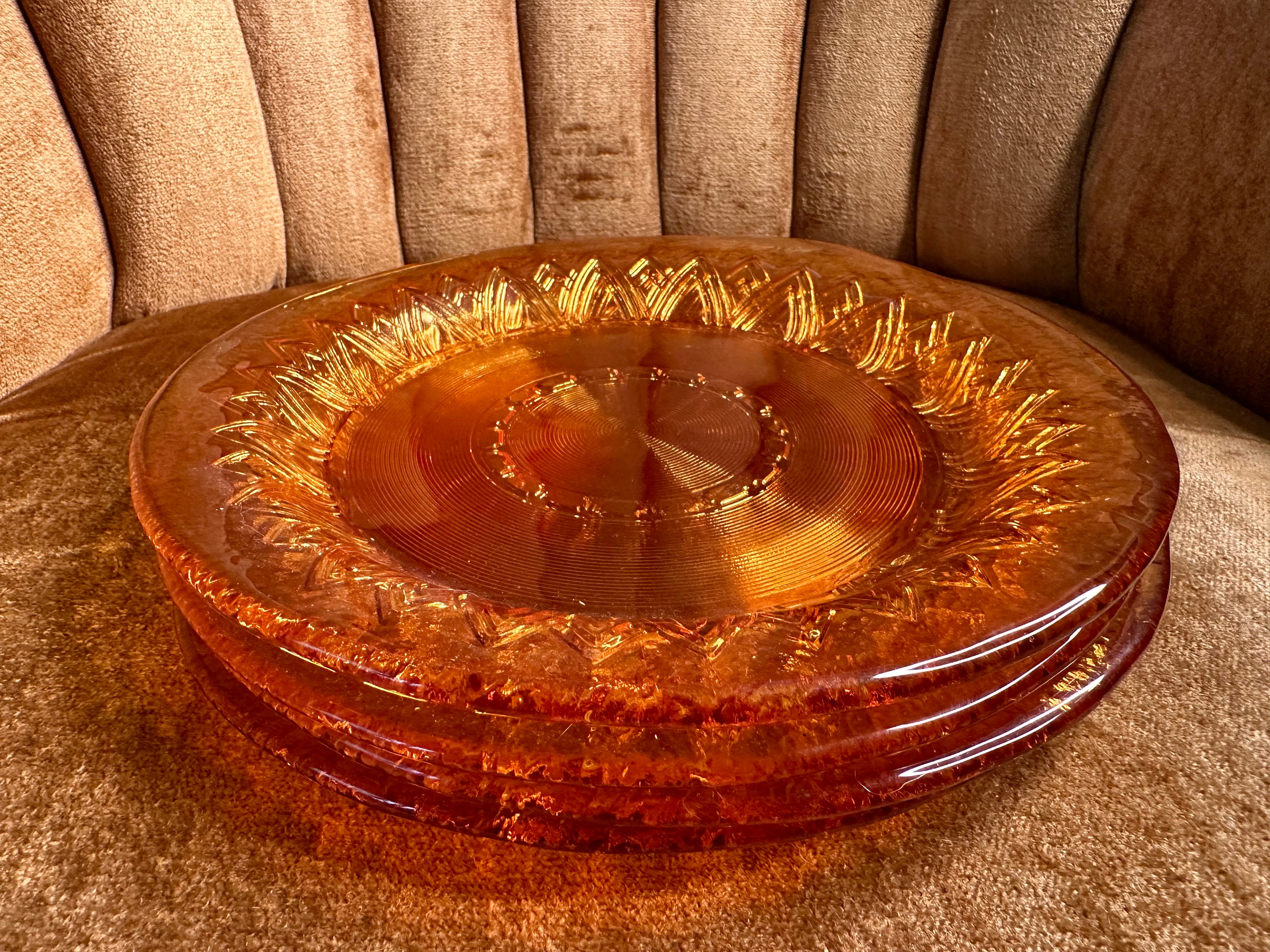 Set of 4 Vintage Amber Plates - Etsy