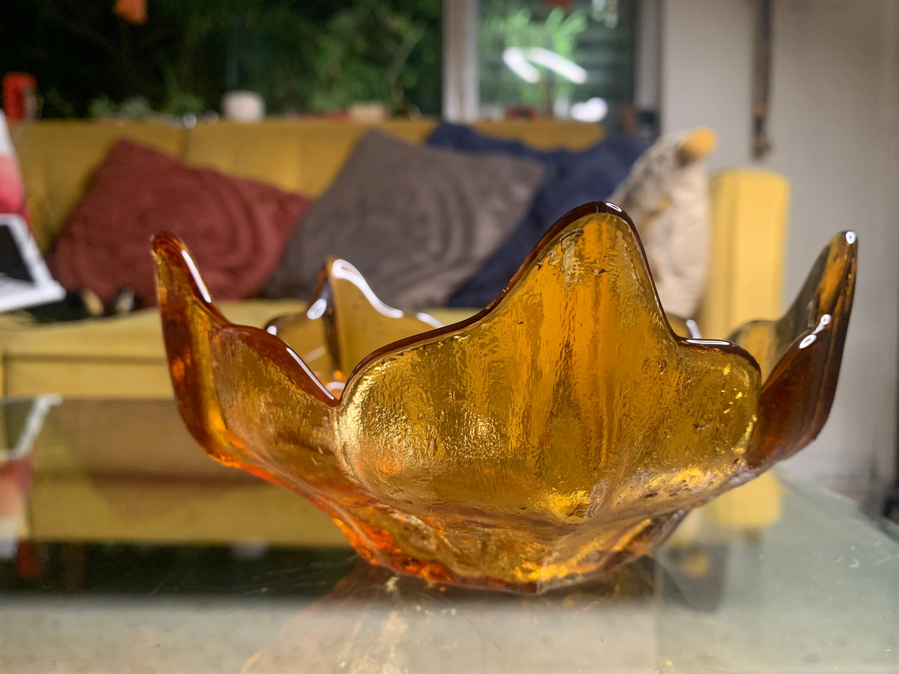Viking Glass Amber Nut Candy Bowl Dish - Etsy