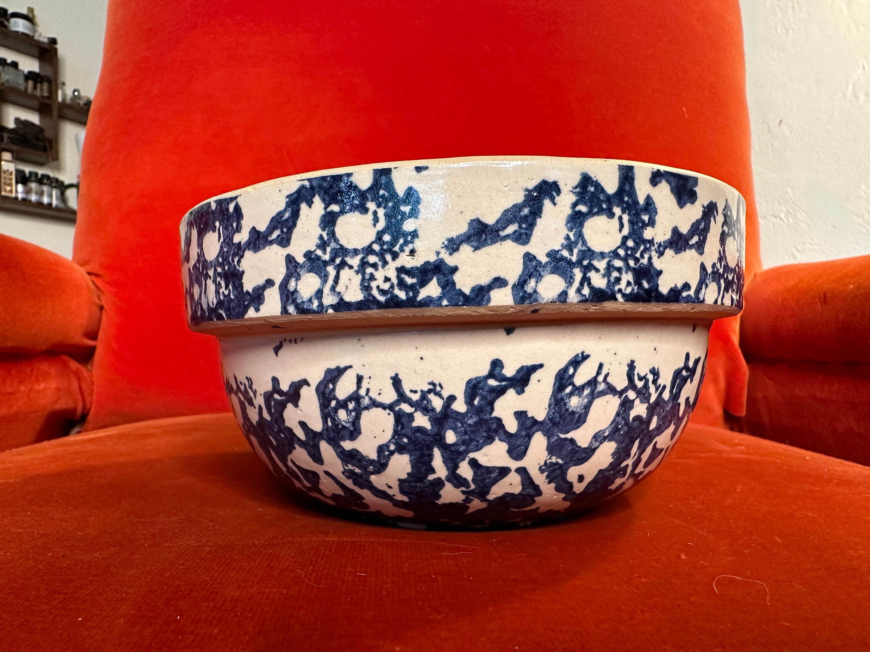 Old Cobalt Blue Spongeware Bowl - Etsy