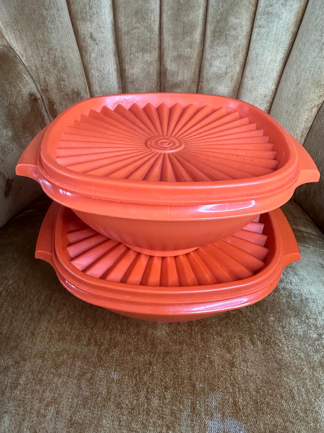 Two Vintage Orange Tupperware Containers Retro Kitchen - Etsy