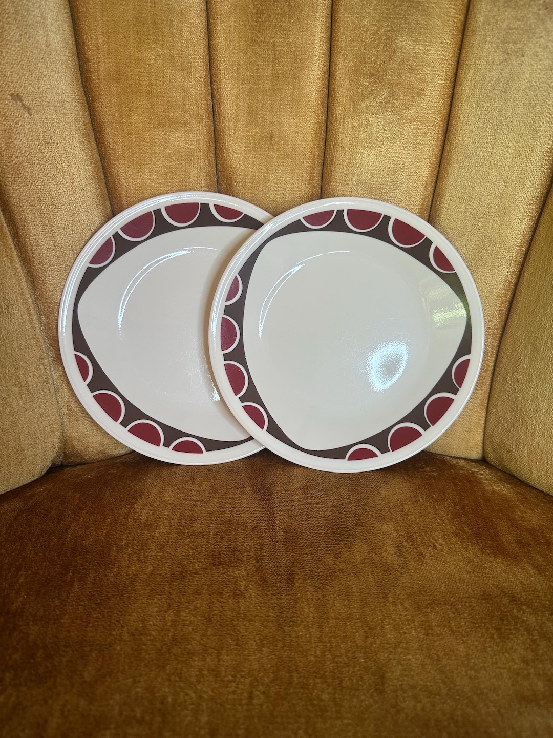 Pair of Vintage Discontinued Corning Corelle Vitrelle Kitsu Brown Red ...