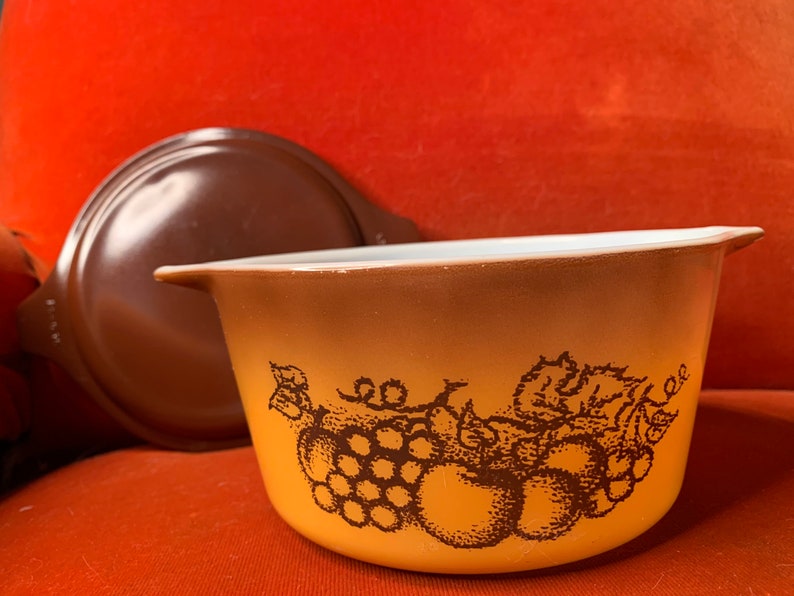 Old Orchard Pattern Pyrex 473 1 Quart Casserole Dish With Brown Lid - Etsy