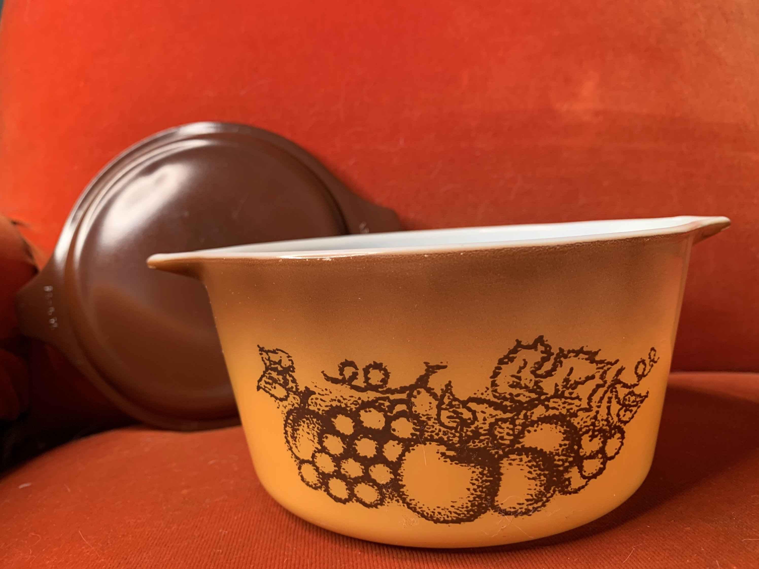 Old Orchard Pattern Pyrex 473 1 Quart Casserole Dish With Brown Lid - Etsy