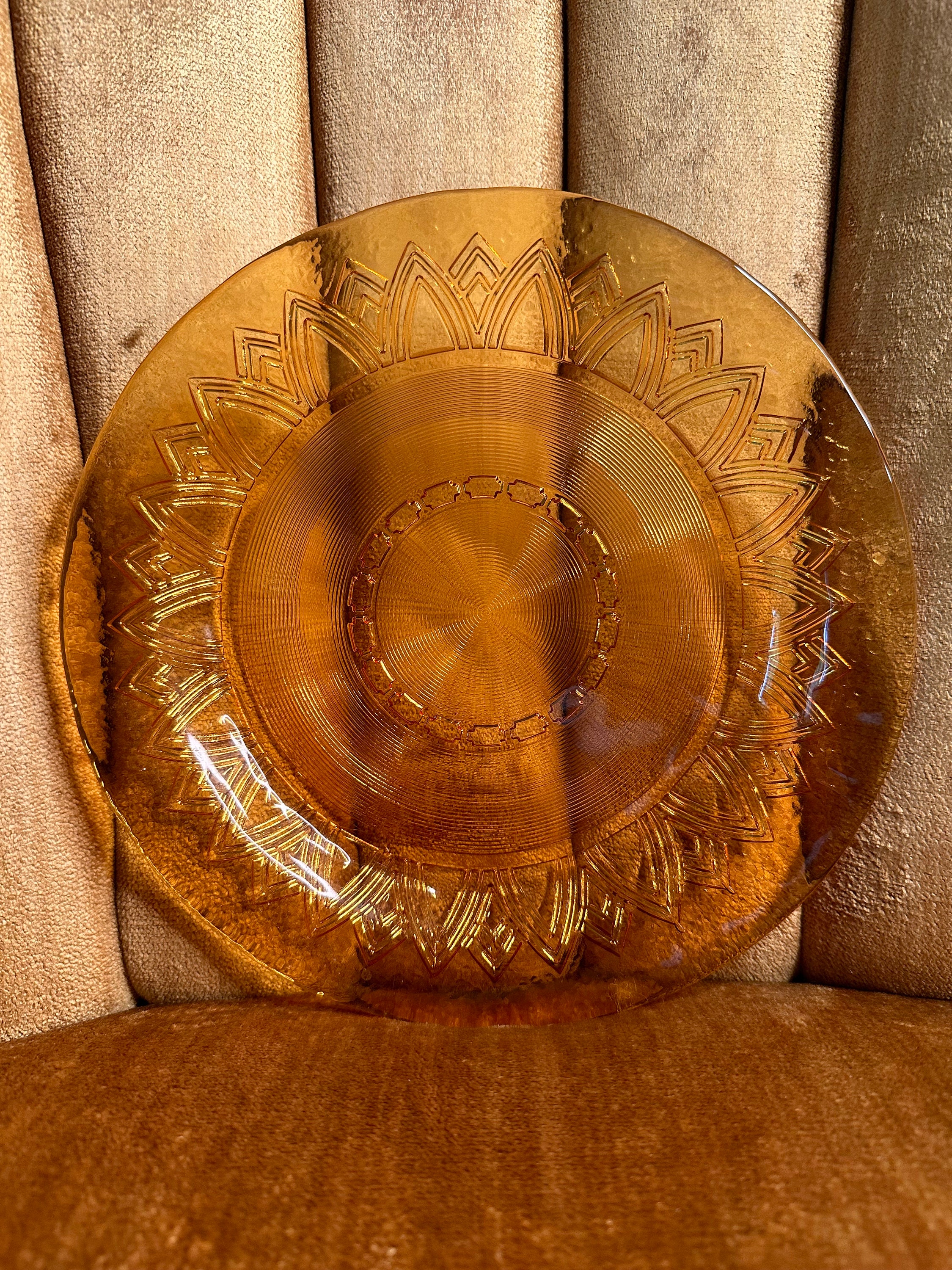 Set of 4 Vintage Amber Plates - Etsy