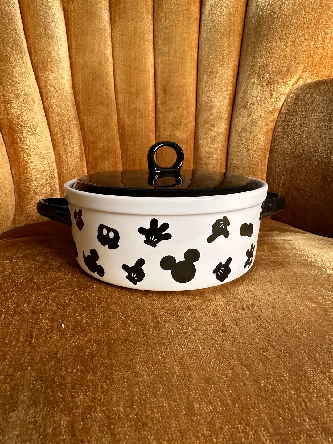 Disney Zak Mickey Mouse Black & White Small Casserole Dish With Lid - Etsy