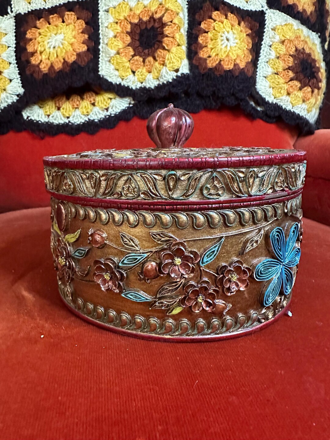 Hand-painted Floral Resin Canister – Vintage Boho Home Decor - Etsy