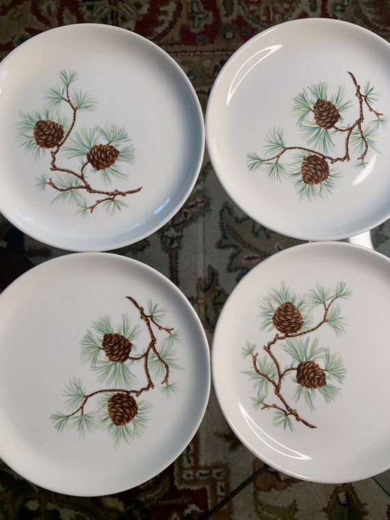 Set of 4 French Saxon Pine Cone 7 Inch Plates - Etsy